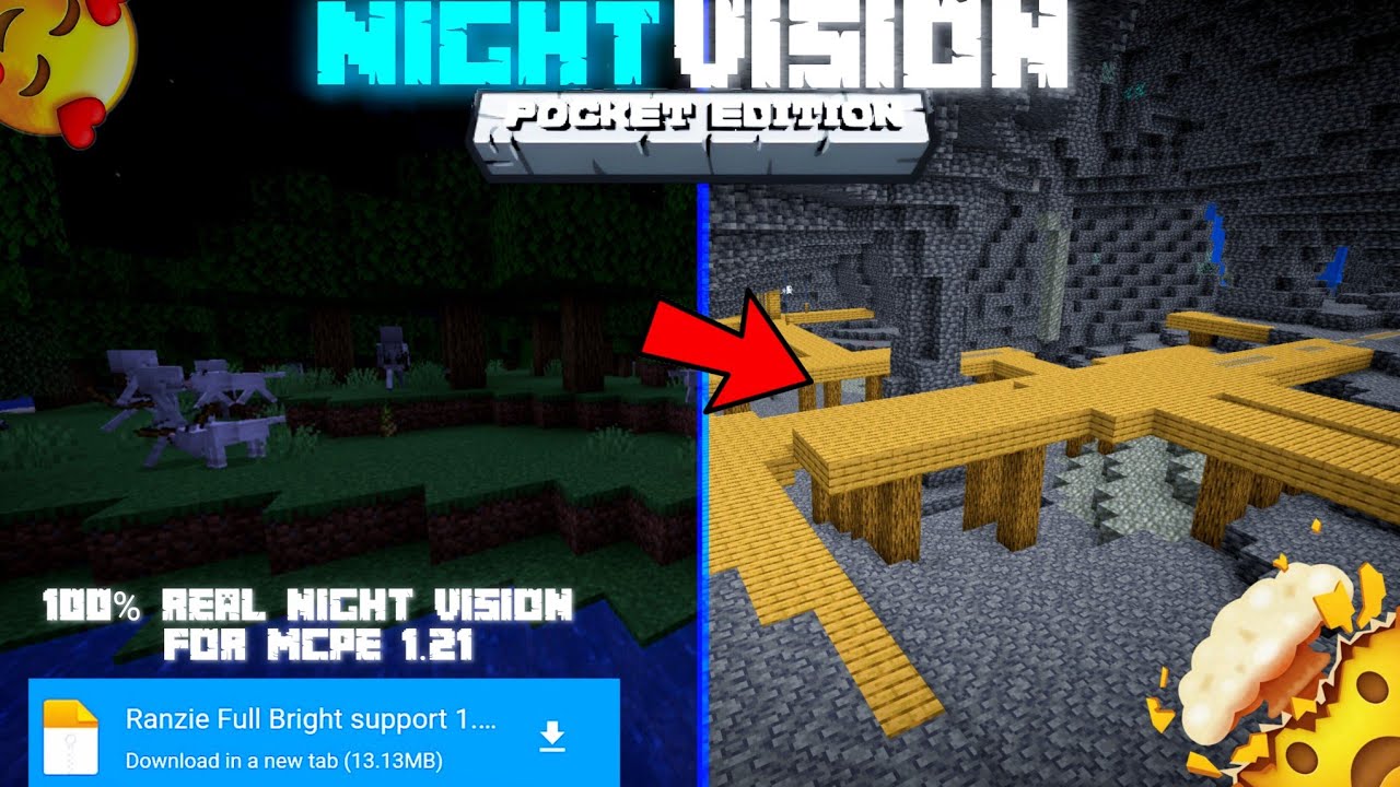 How to Get Real Night Vision in Minecraft PE 1.21 - YouTube