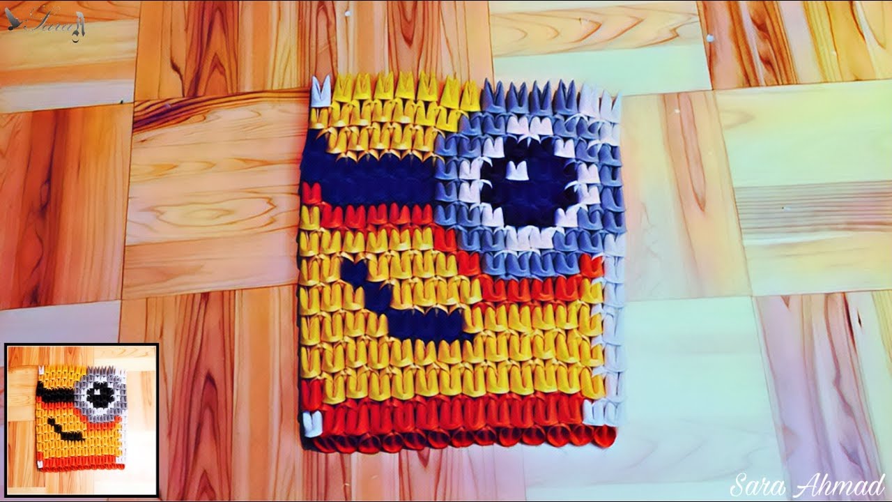 How to make 3d origami Minions Painting 4 - YouTube