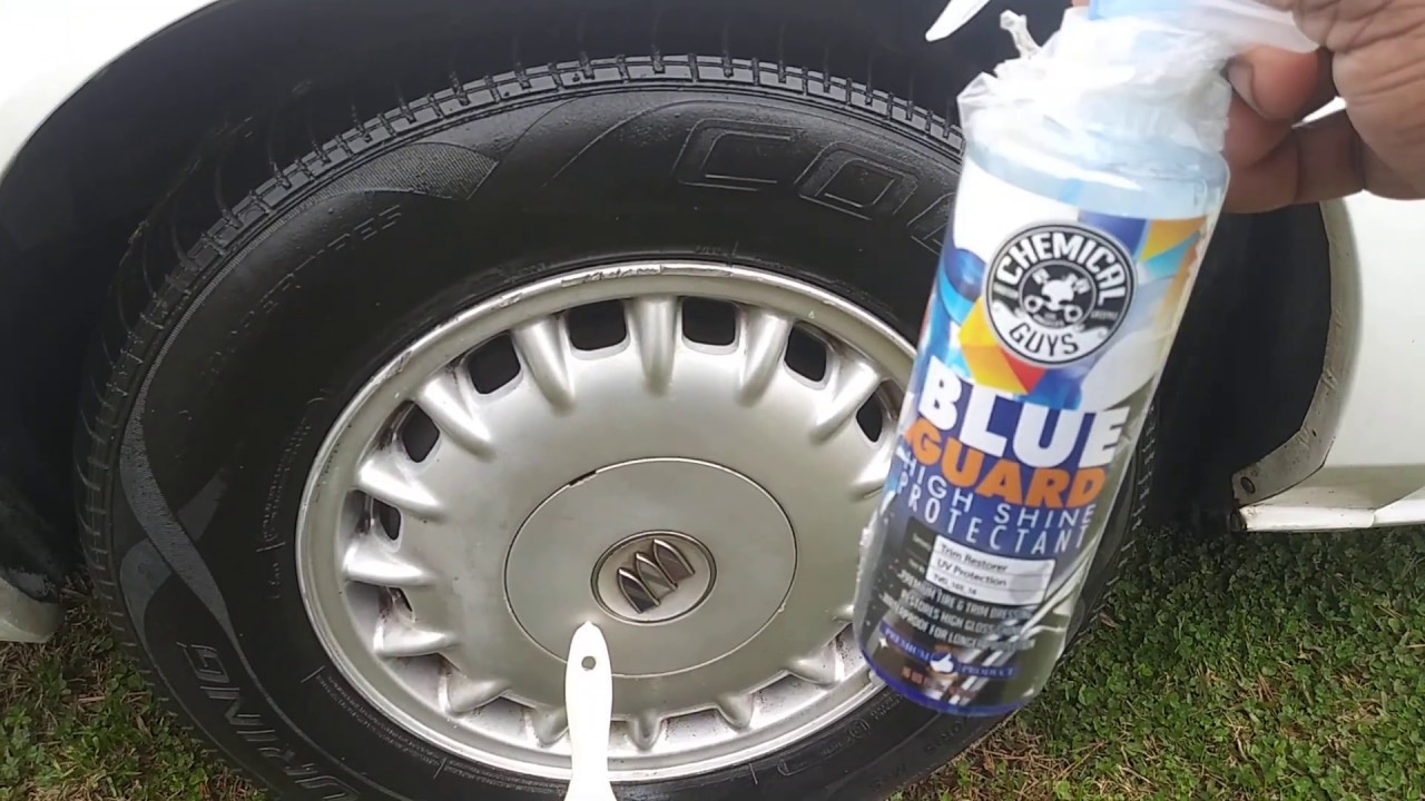 Chemical guys blue guard tire shine applyed with paint brush demo - YouTube