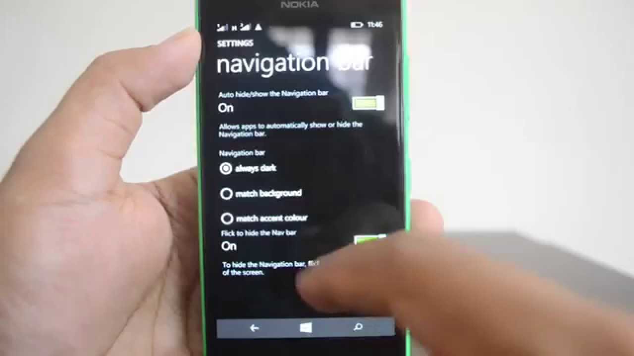 How to Customize (or Hide) Navigational Bar in Nokia Lumia 730 - YouTube