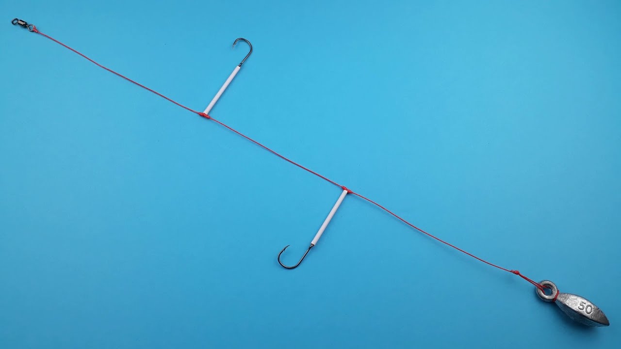 Easy Way to tie Two Best T Knot Fishing Rig | 2 Hooks For Bottom Fishing - YouTube