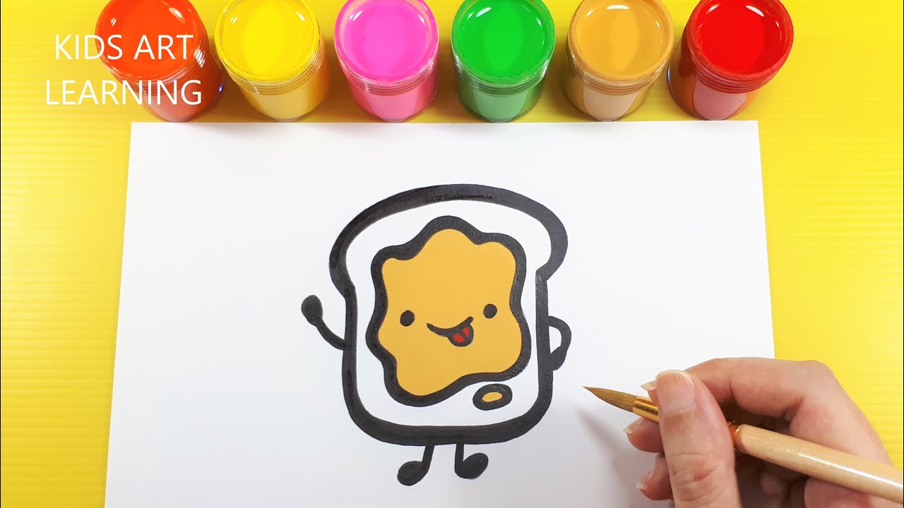 How To Draw Cute Bread With Peanut Butter | Bread Drawing | Easy ...