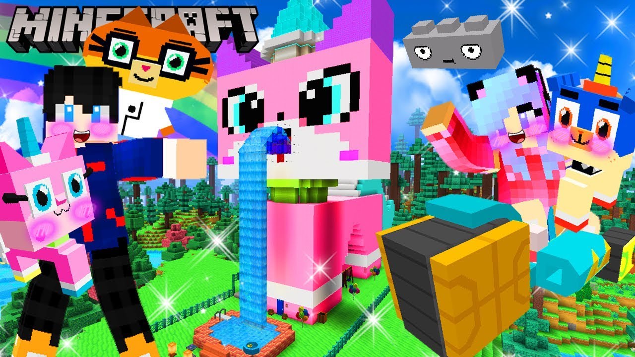 MineCraft สร้างบ้านเจ้าหญิงแมวยูนิคอร์นยูนิคิตตี้น้ำตกสไลด์สุดพาสเทล ...