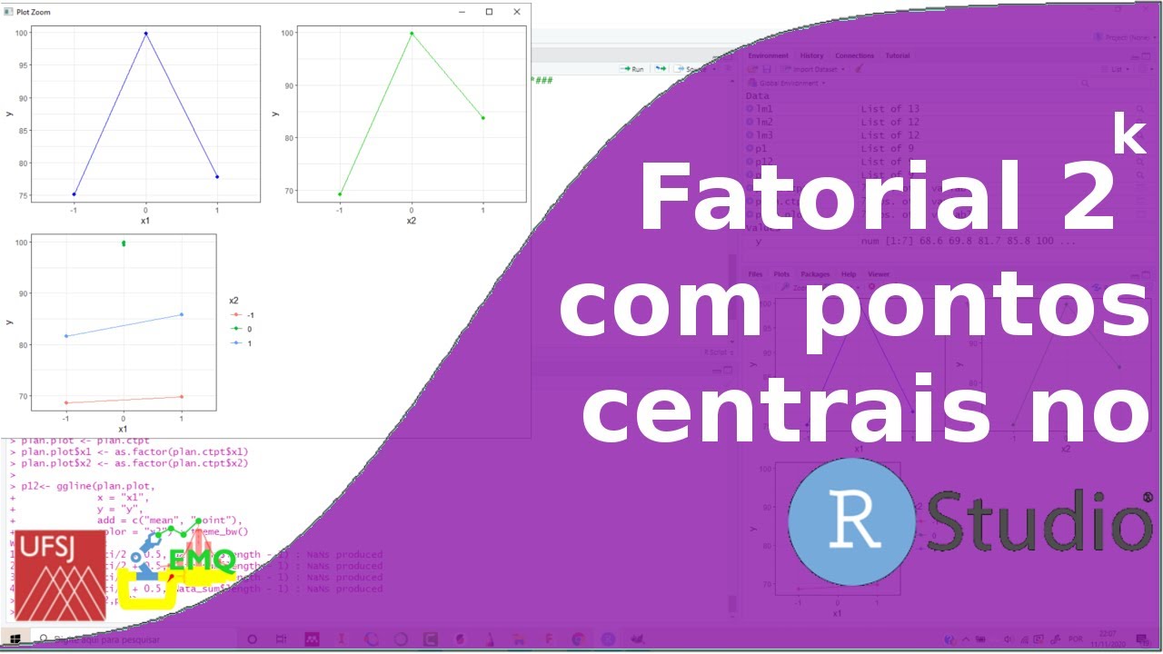 Fatorial 2^k com pontos centrais na linguagem R - YouTube