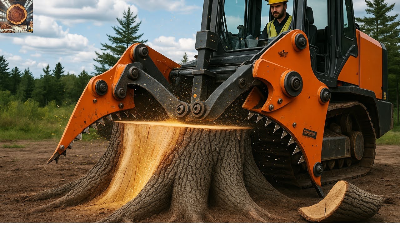 Forest Crushing Techniques Extreme Tree Cutting Demonstration, Wood ...