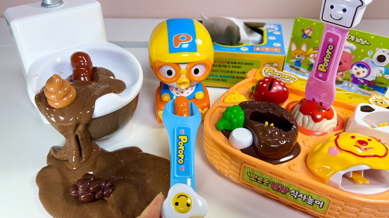 [Toy asmr]Pororo Eating and Potty training💩 뽀로로 밥먹이고 응가하기 배변훈련🚽 Pororo ...