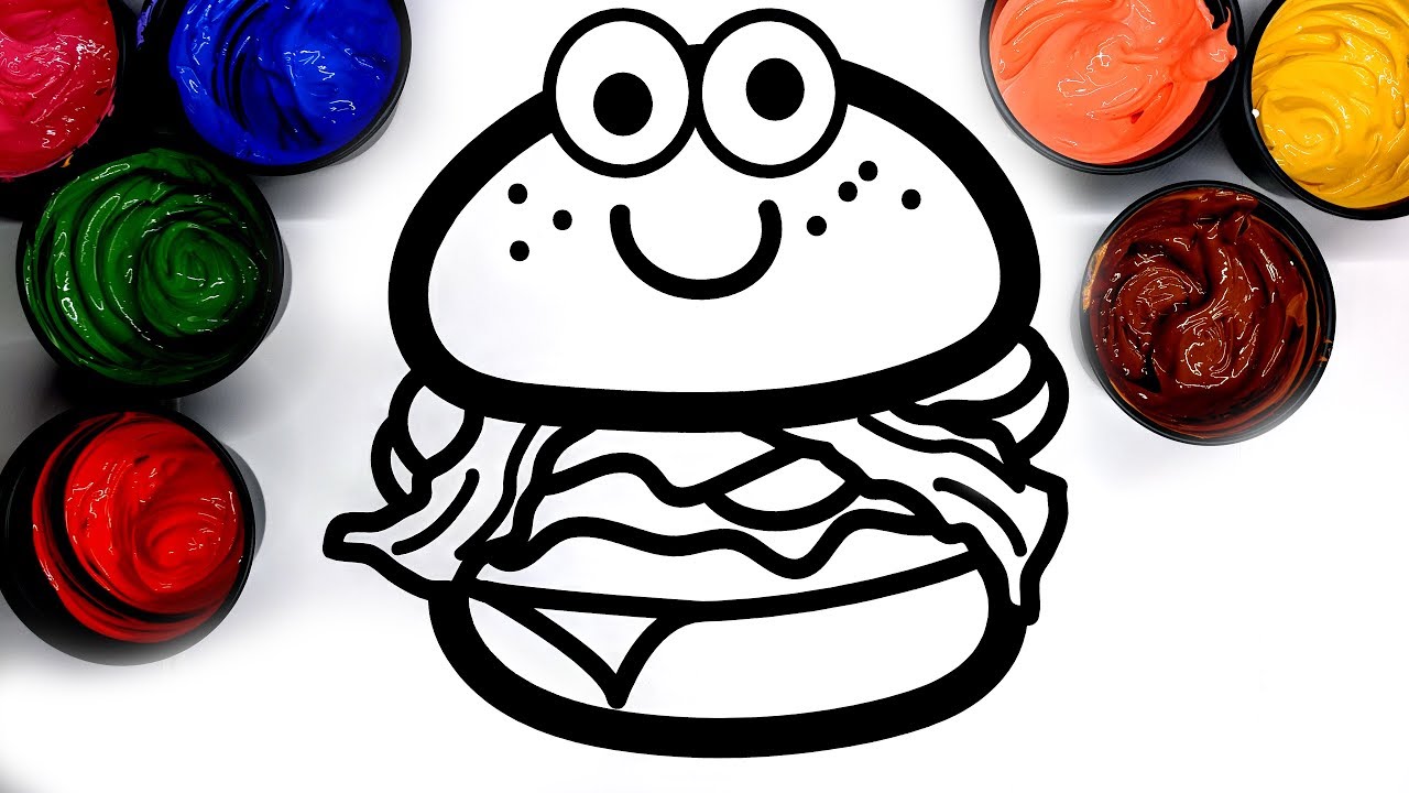 it's a happy burger painting page, learn coloring with paint - YouTube