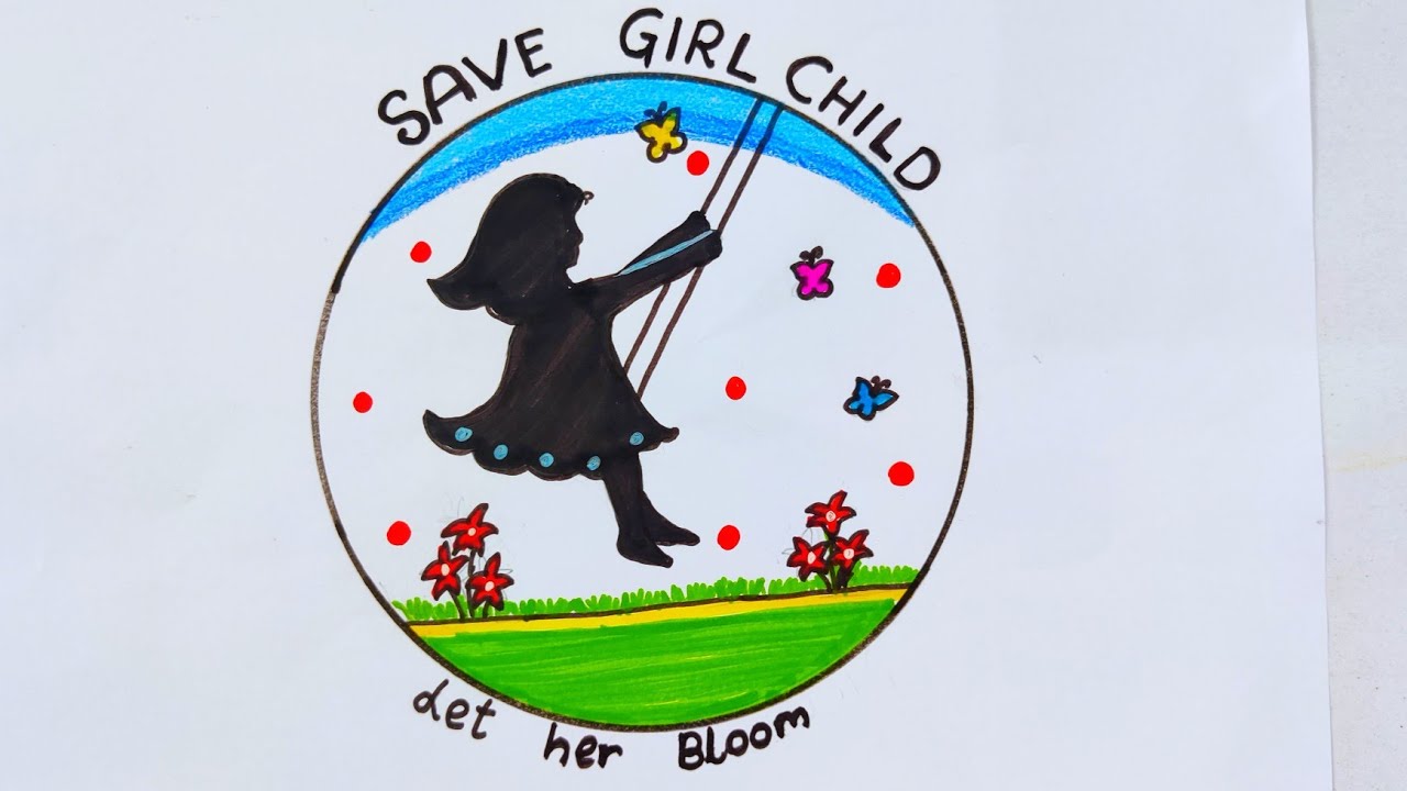 save girl child day drawing/international day of girl child day drawing ...