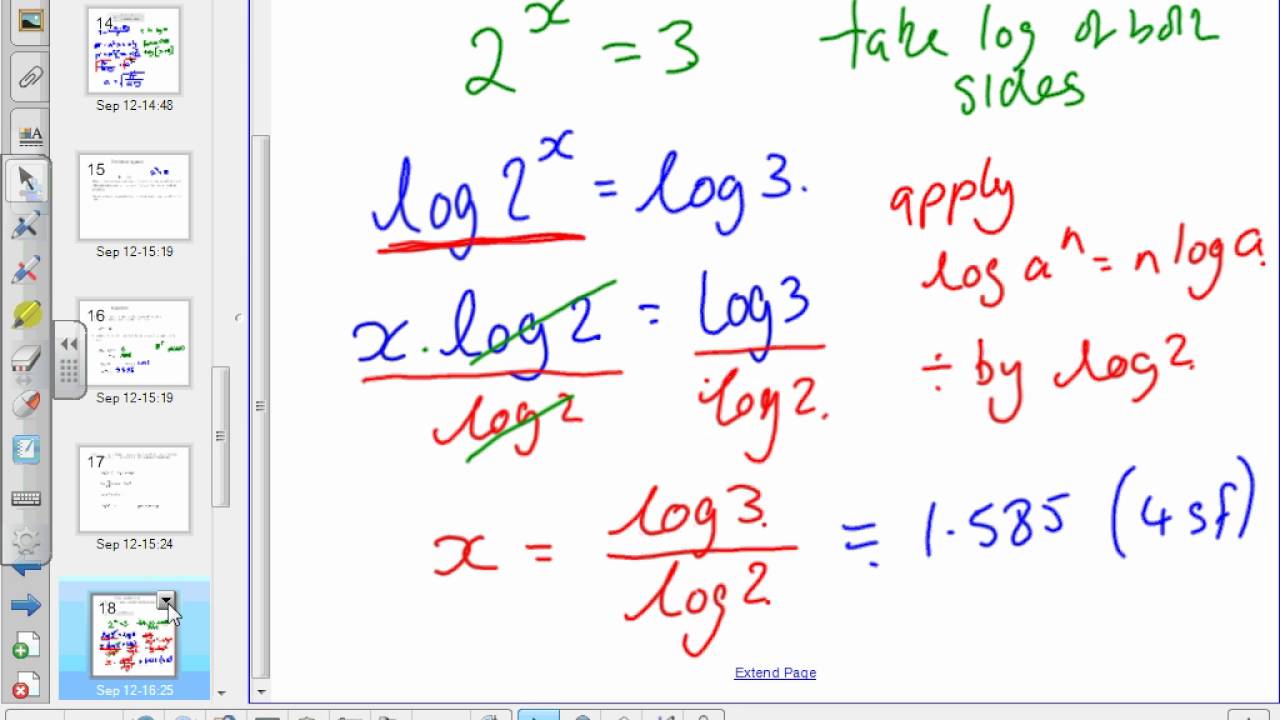 29th Sept Part 2 Indicial equations and Logs - YouTube