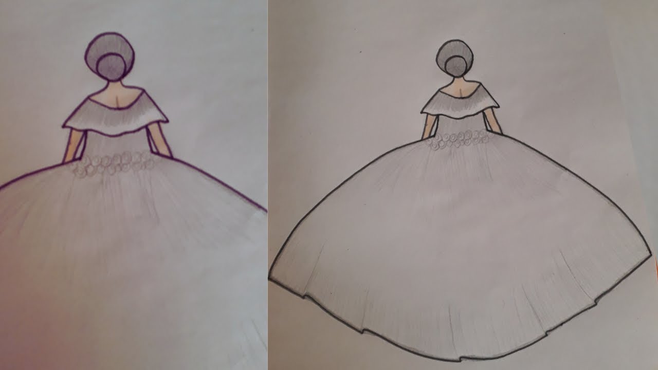 How To Draw Girl With Beautiful Dress//step by step//art for beginners ...