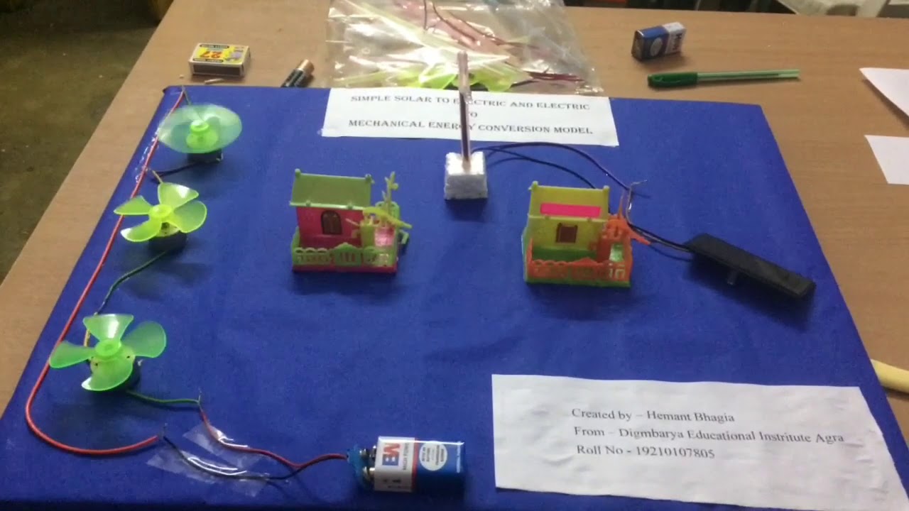 Simple solar to electrical and electric to mechanical energy conversion ...