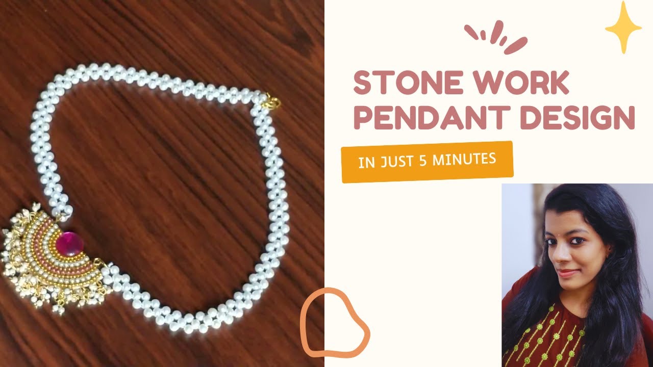 Pearl & Stone work Pendant design in just 5 minute. #diyideas . # ...
