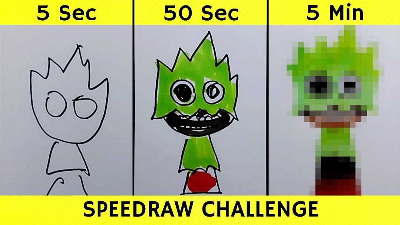 Drawing Sprunki Owackcx in 5 Sec, 50 Sec, 5 Min, Draw Challenge - YouTube