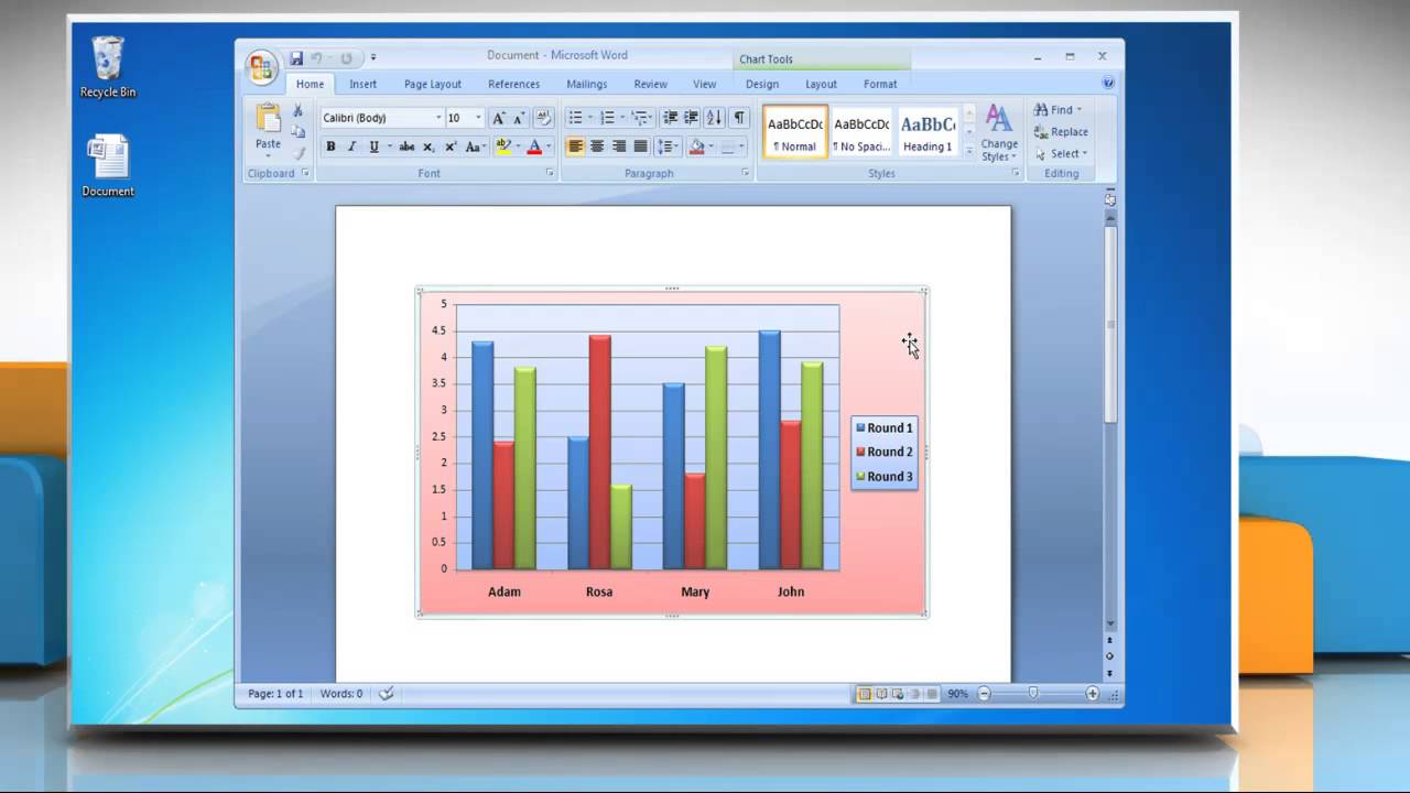 How to add titles to a Column (Vertical Bar) Graph in Microsoft® Word ...
