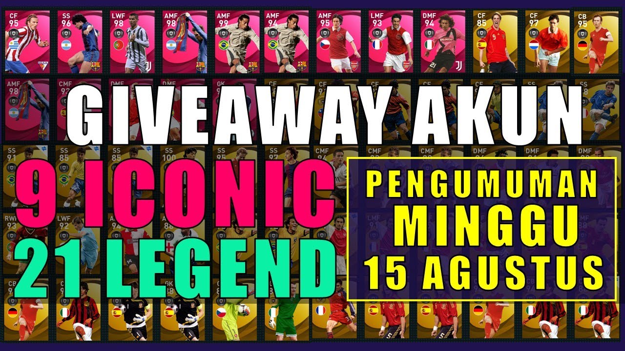 GIVEAWAY AKUN 9 ICONIC 21 LEGEND EFOOTBALL PES 2021 MOBILE ICONIC MESSI ...