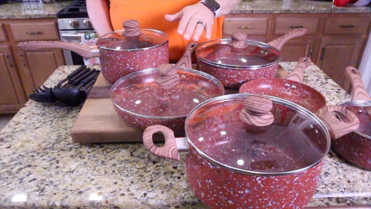 Red Granite Cookware Set - YouTube