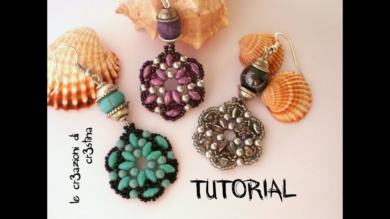Tutorial Orecchini TANTI AUGURI Superduo/Twin beads, Perle, Bicono Swarovski 3 mm, Rocailles (2/ ...