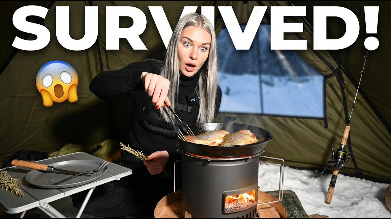I Survived A Cold Night In This Tiny Tent! Catch & Cook - YouTube
