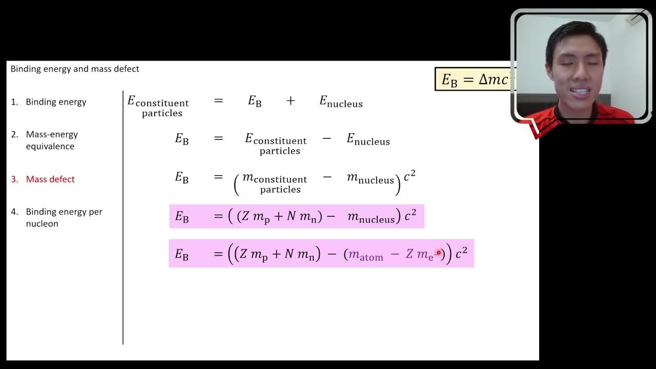 Deriving equations for mass defect and binding energy [Chapter 9 ...