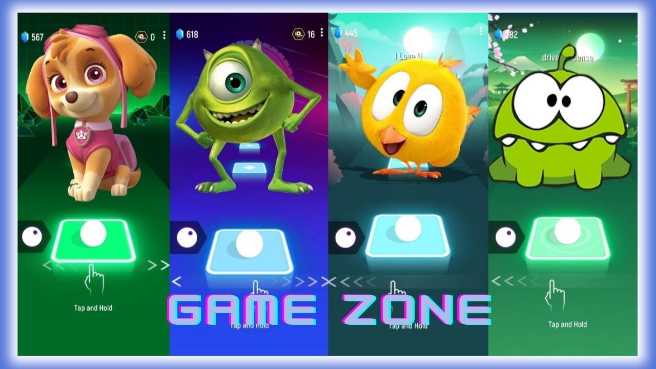 Paw Patrol vs Mike wazowski vs Tipu Touhukas vs Om Nom Tiles Hop - YouTube