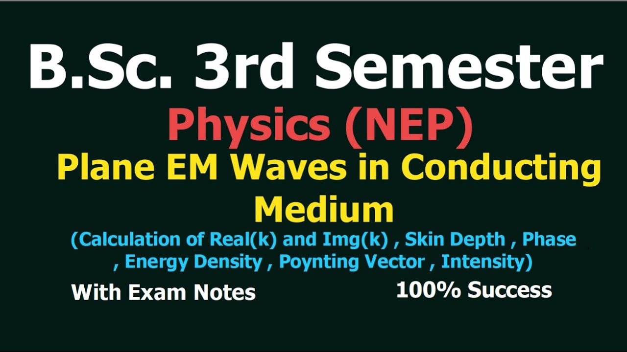 Lecture - 37 | Plane EM Waves in Conductor | Electromagnetic Theory ...