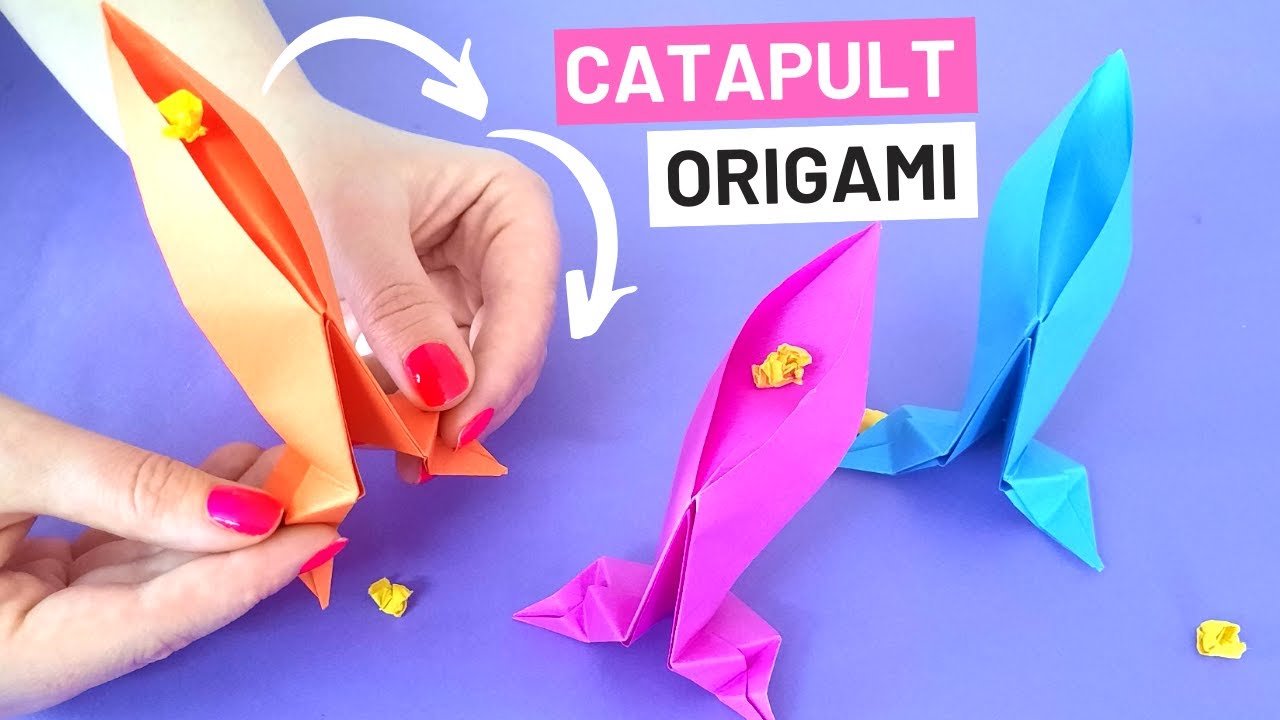 How to make DIY paper CATAPULT [origami paper toy] - YouTube