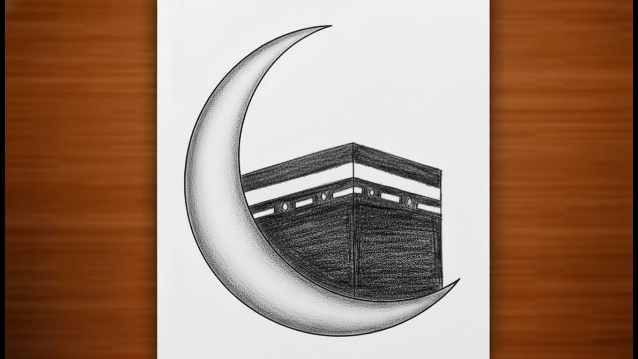 Kaaba Drawing Tutorial - Easy Drawing/ How To Draw Makkah On Moon ...