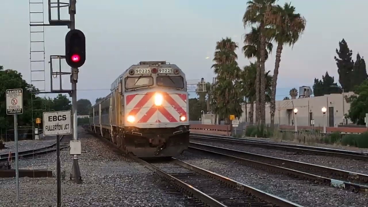Amtrak 785 arriving into Fullerton with the Ex NJT Comet 1B Cars - YouTube