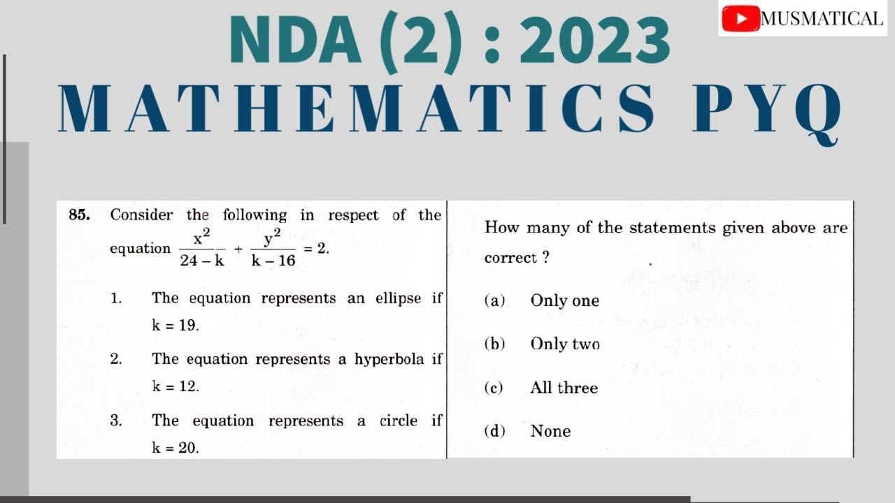 NDA (2) : 2023 MATHEMATICS PYQ - YouTube