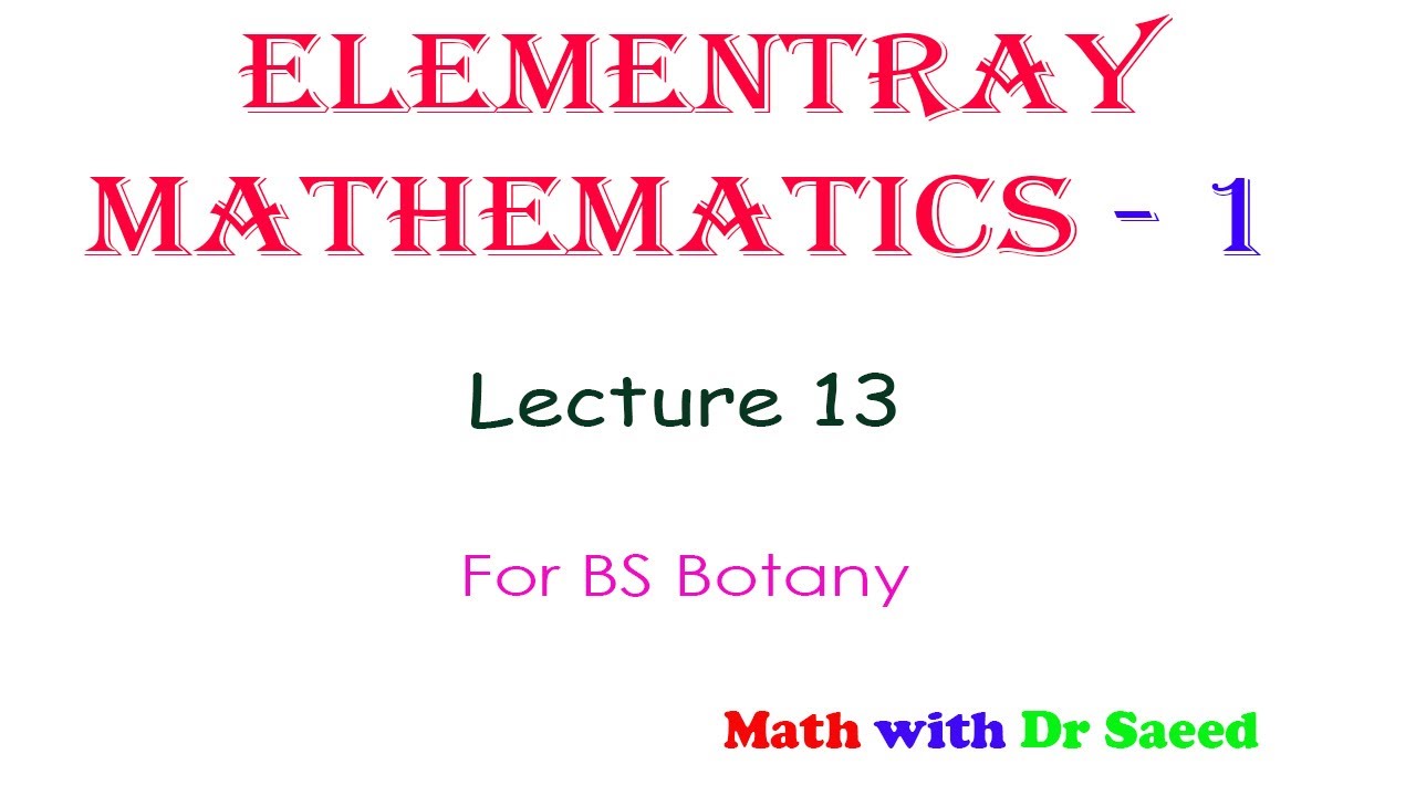 Elementary Math 1 for BS Botany Lecture 13, || Trigonometry|| Exercise ...
