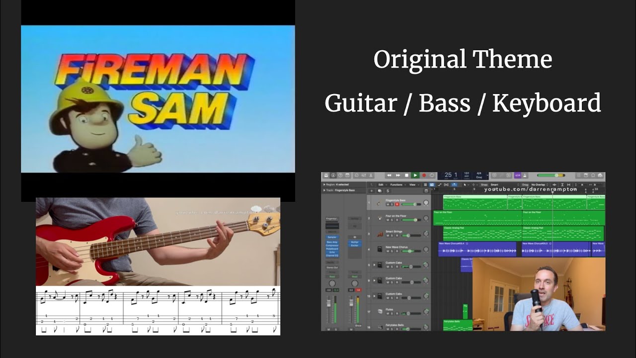 Fireman Sam theme (80s Version): How To Play - Guitar/Bass/Keyboard ...