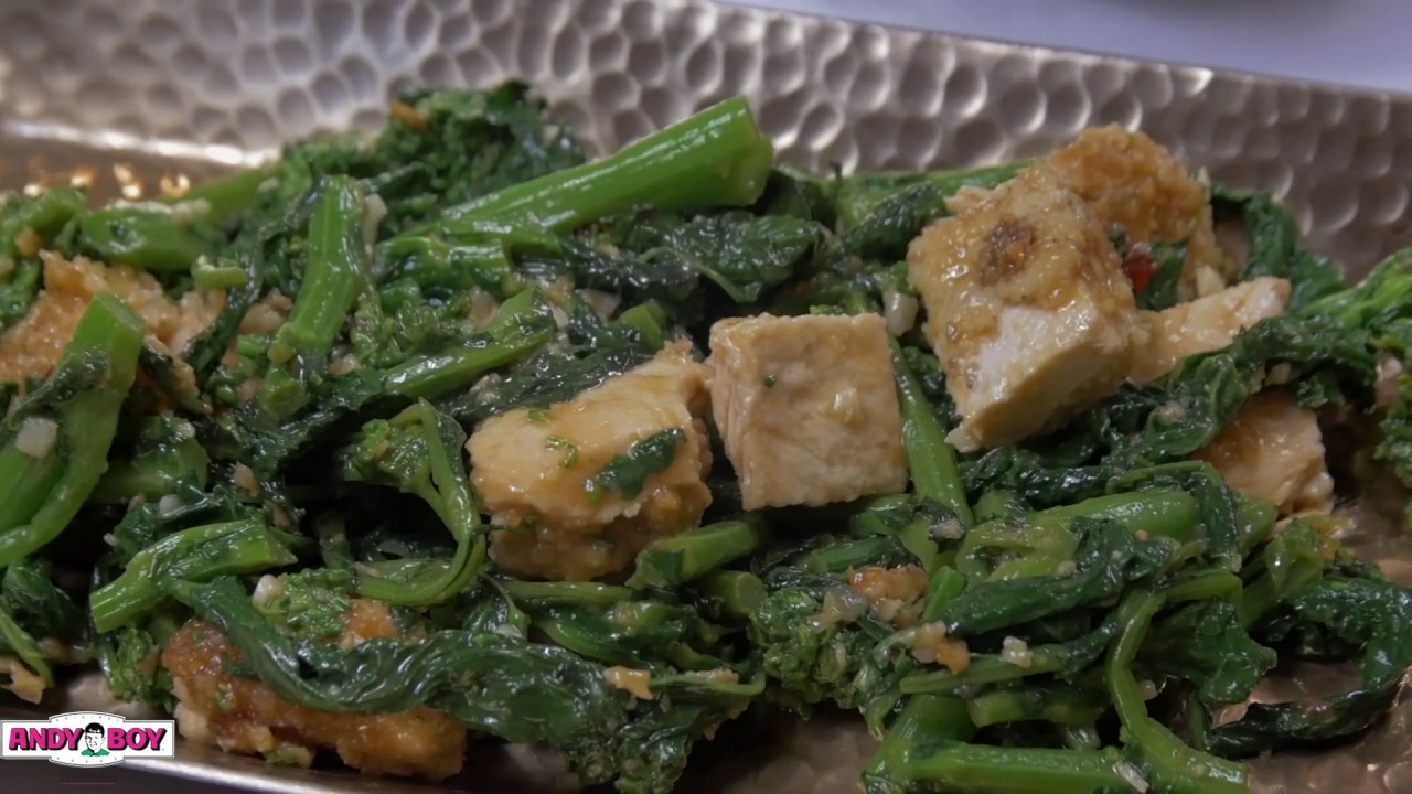 Garlic Sesame Broccoli Rabe with Panko Crusted Chicken - YouTube