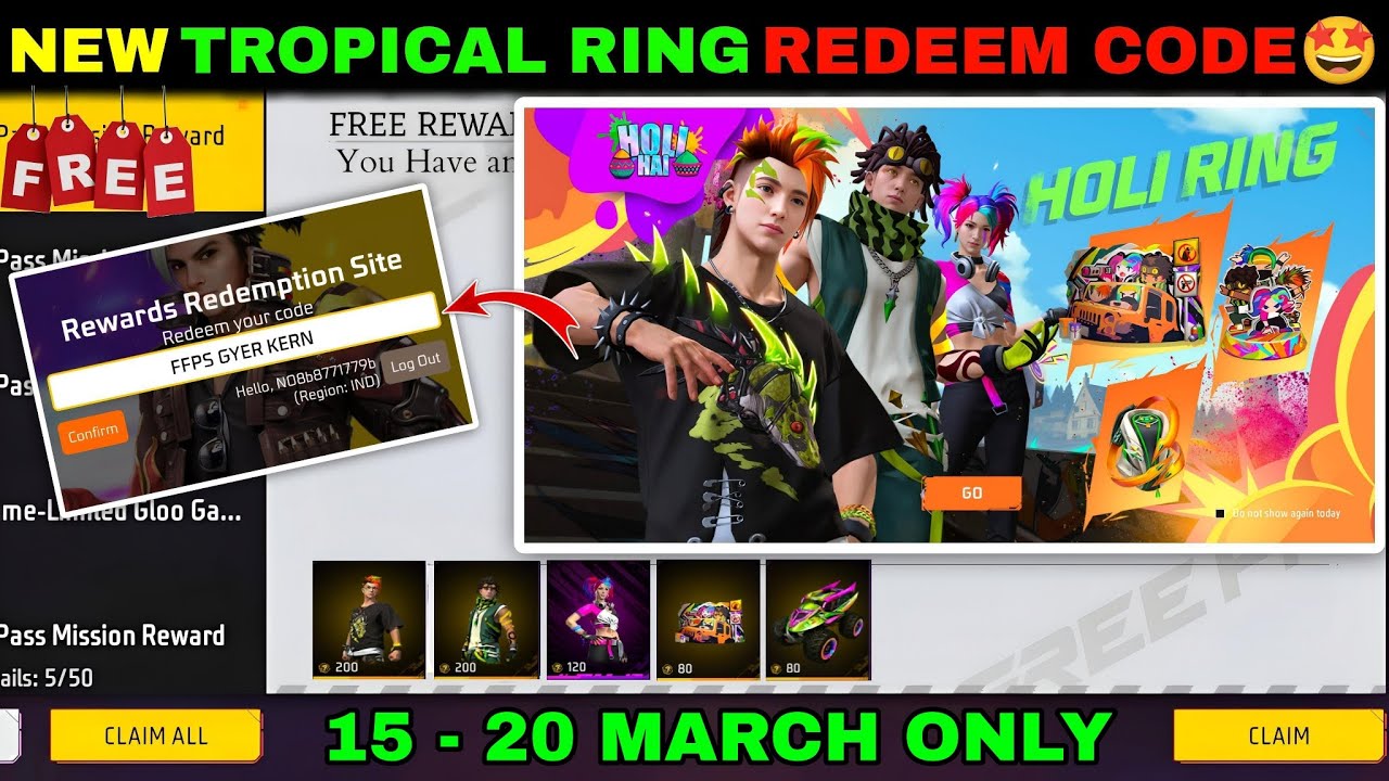 FREE FIRE REDEEM CODE TODAY 18 MARCH REDEEM CODE FREE FIRE | FF REDEEM ...
