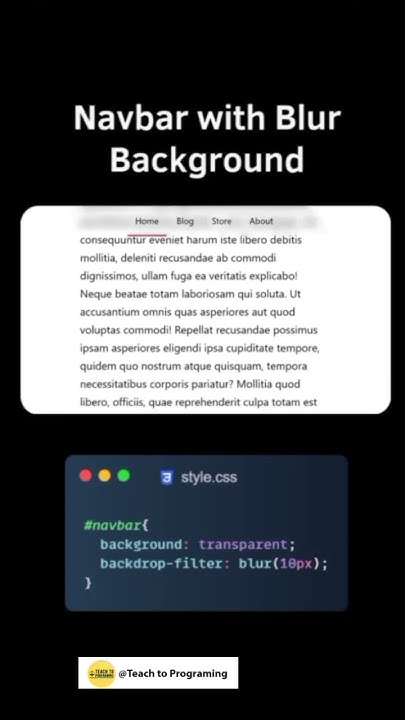 Navbar with Blur Background|| CSS Blur effect use #cssblur #css #html #viralshorts #shorts - YouTube