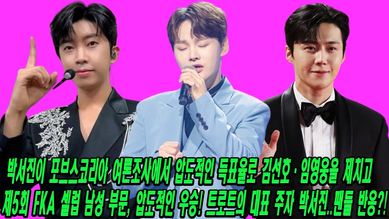 박서진이 포브스코리아 여론조사에서 압도적인 득표율로 김선호·임영웅을 제치고→제5회 Fka 셀럽 남성 부문 압도적인 우승 트로트의 대표 주자 박서진팬들 반응