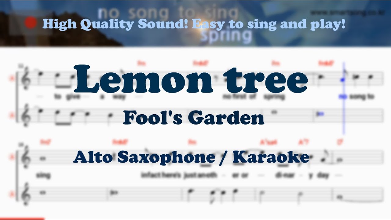 Lemon tree - Fool's Garden (Alto Saxophone Sheet Bb Key / Karaoke ...