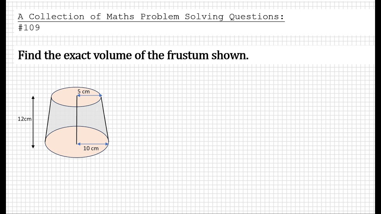 A Collection of Maths Problem Solving Questions:#109 (Volume of a ...