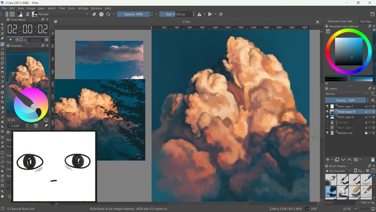 studying some cloud for 2 hours in krita - YouTube