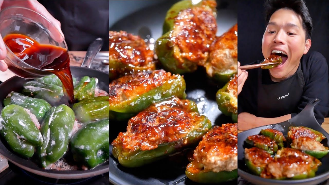 ASMR | Pepper stuffed with meat | MUKBANG | COOKING - YouTube
