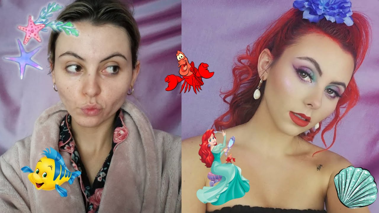 Transforming myself into Ariel! Disney Makeup Challenge - YouTube