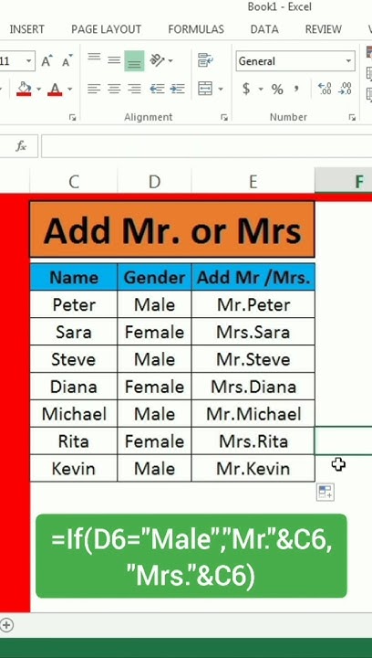 How To Add Mr. and Mrs. Gender In Excel !!! - YouTube