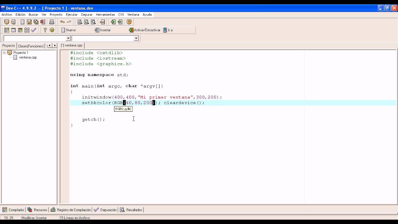 Ventana Grafica En Dev C Youtube