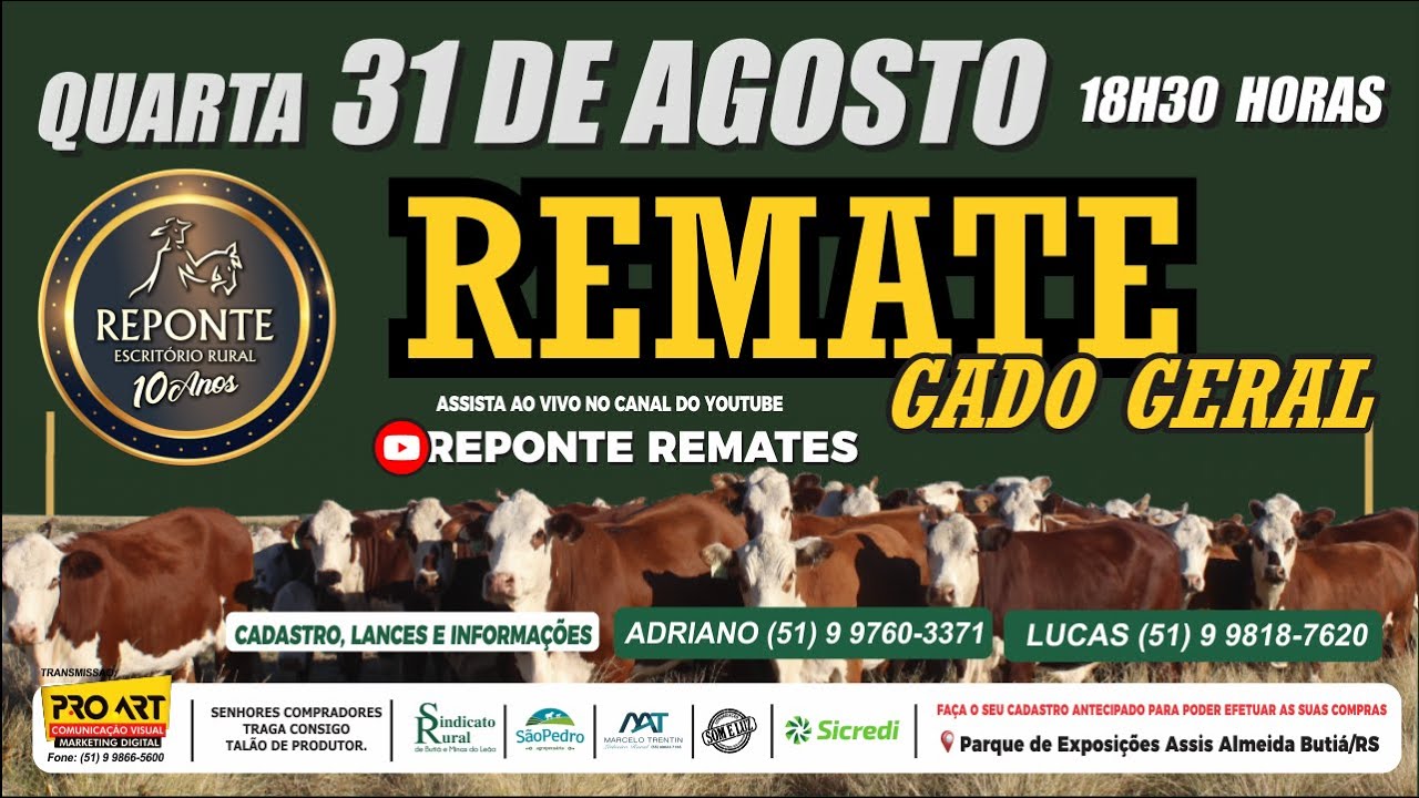 58º Remate da Reponte Remates - Dia 31 de Agosto 2022 - às 18h30 ...
