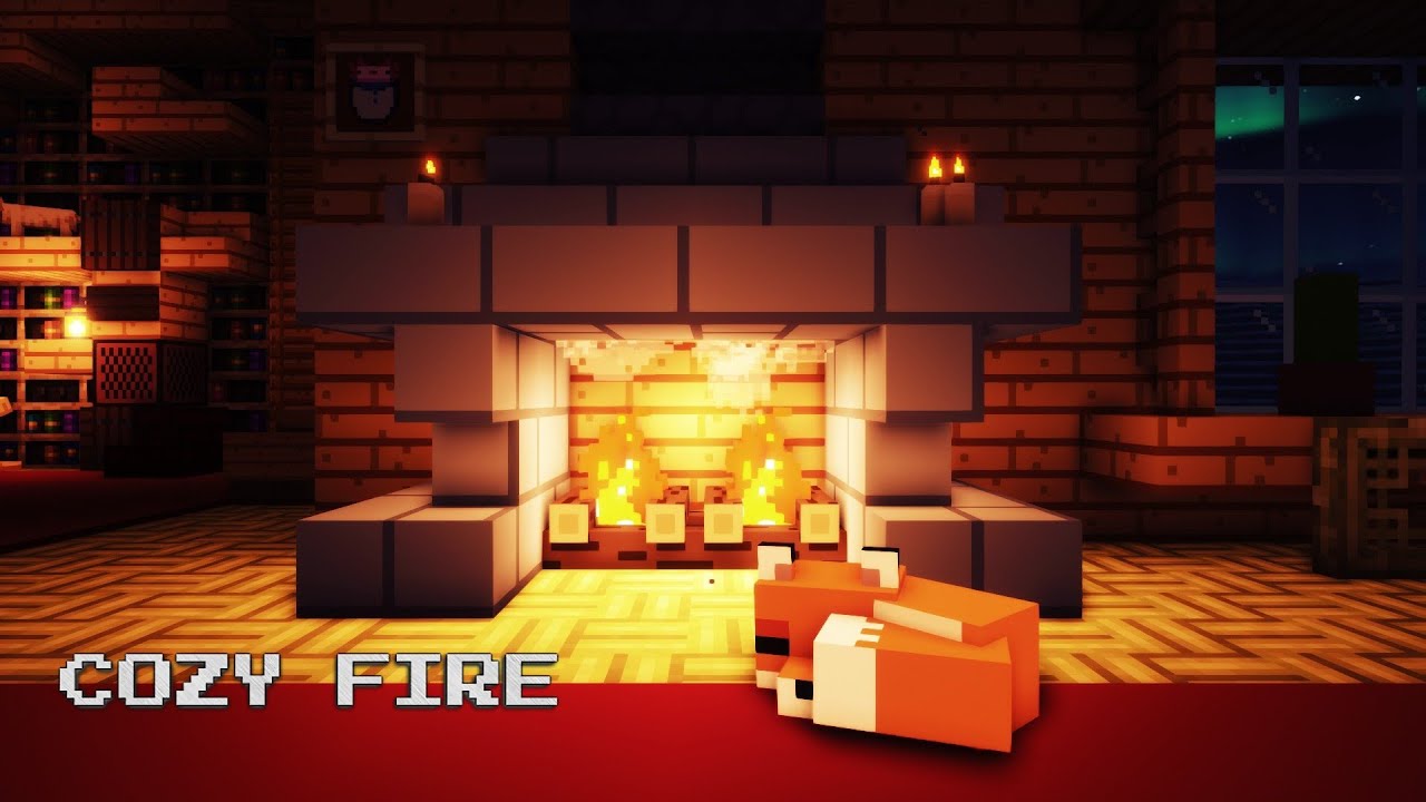 Minecraft Relaxing Fireplace -Recreation in Minecraft - YouTube