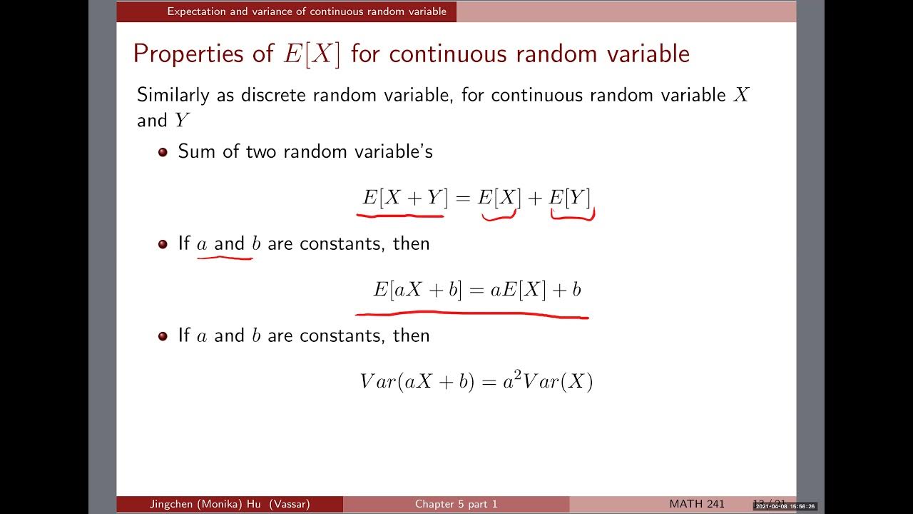 [Chapter 5] #2 Expectation and variance of continuous random variable ...