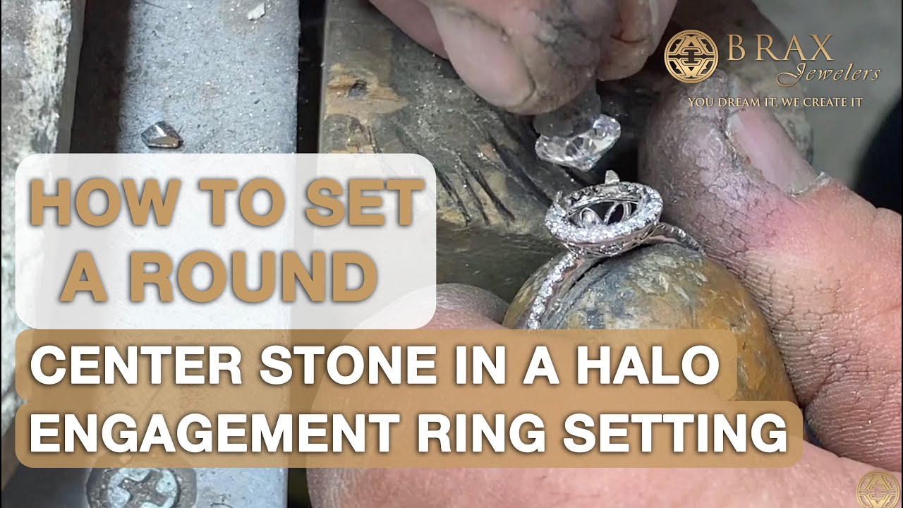 How To Set A Round Center Stone In A Halo Engagement Ring Setting ...