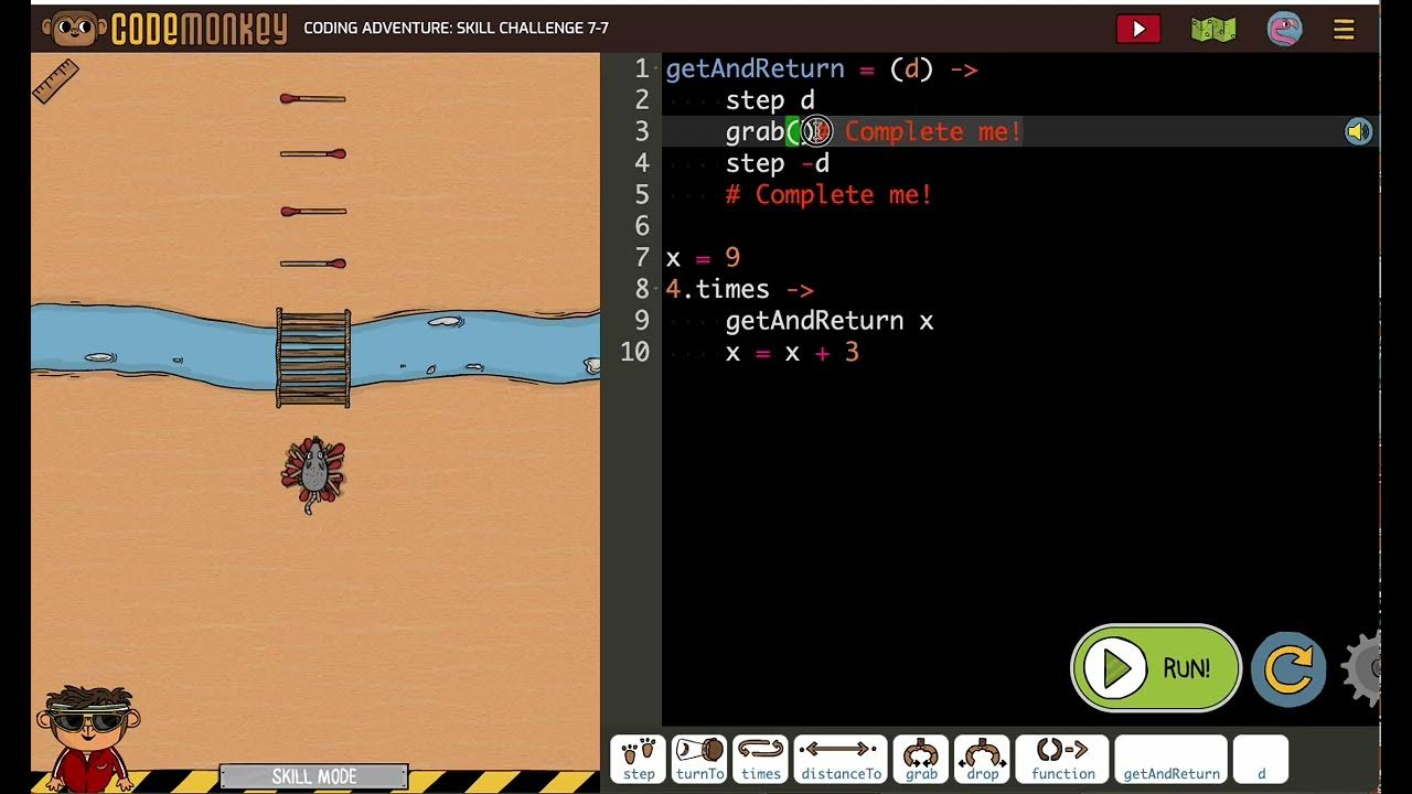 CodeMonkey Skill Mode 7-7 - YouTube
