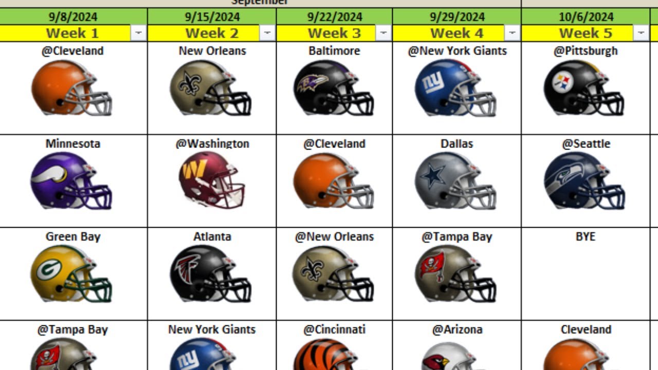 NFL Helmet Schedule 2024 - Updated! - YouTube