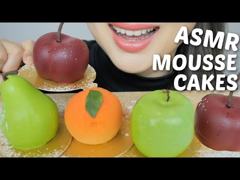 ASMR FRUIT Mousse Cakes 🍊🍏🍒🍐 NO Talking Eating Sounds | N.E Let's Eat