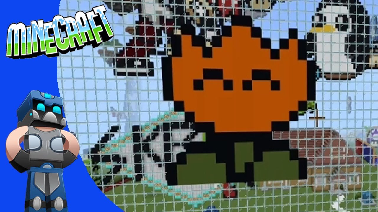 Flor Fuego Pixel art Minecraft Tutorial / Como hacer Flor de Mario en pixel art En Minecraft ...